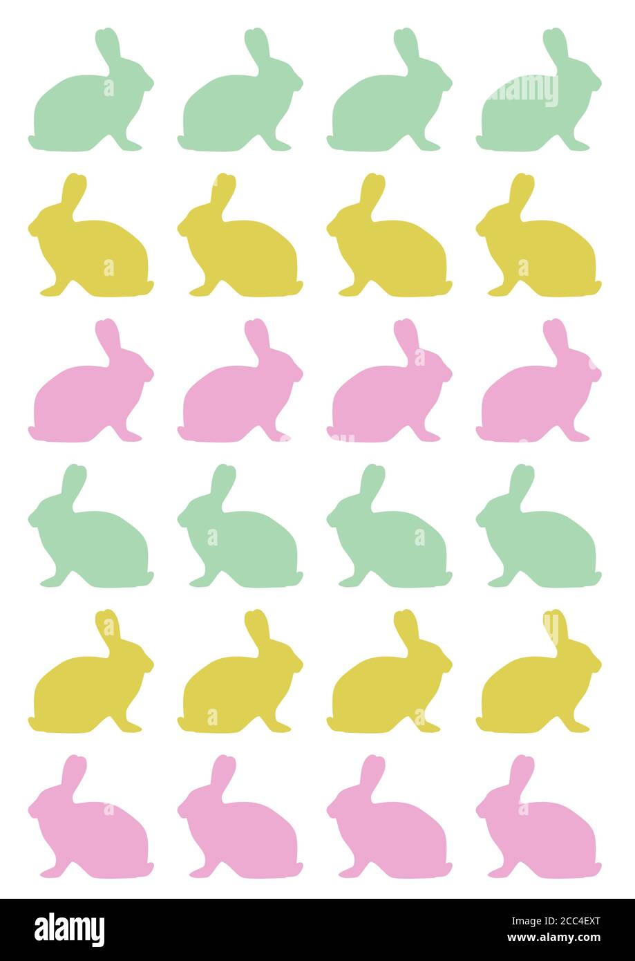 Illustration of colorful rabbits on white background Stock Photo - Alamy