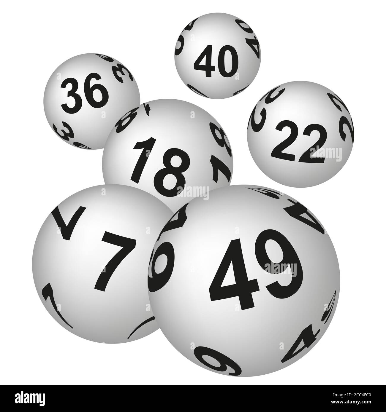 3D rendering of white balls with numbers on white background Stock ...