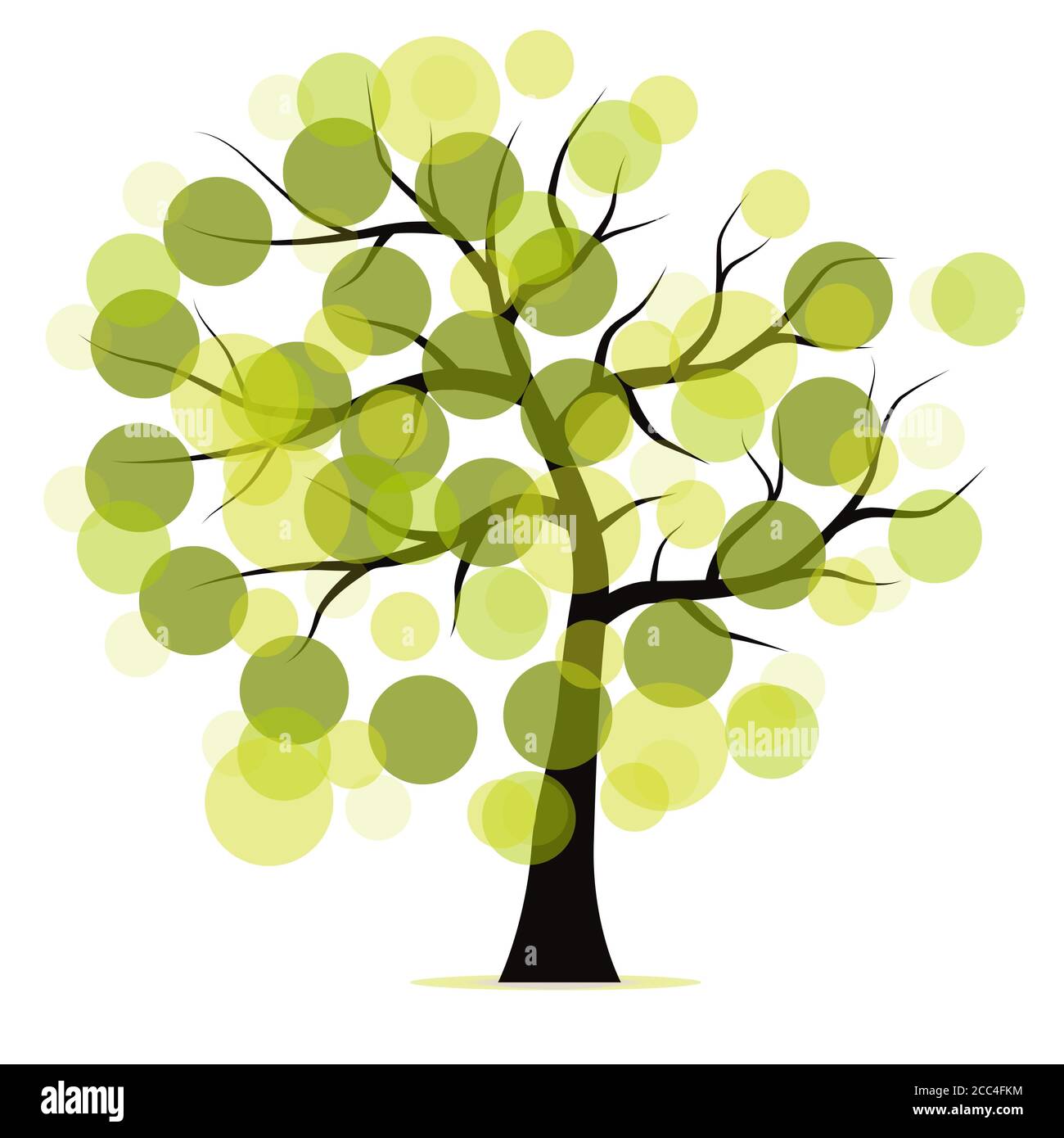 Simple illustration of a green tree on white background Stock Photo - Alamy