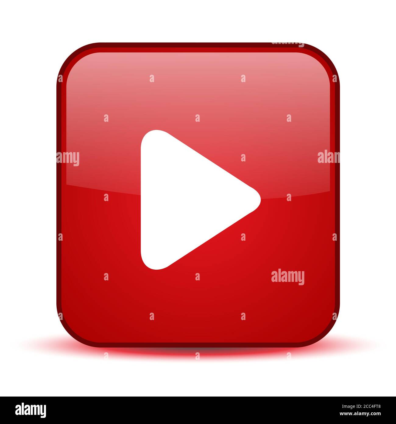 Illustration of red play button isolated on a white background Stock ...