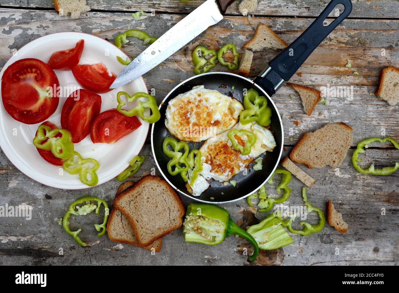 A simple breakfast on the mountain. Traditional healthy easy quick ...