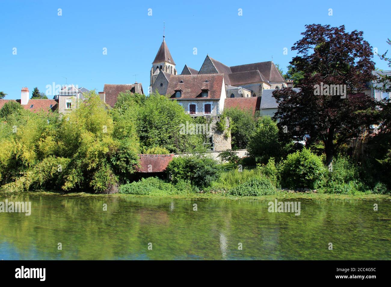 yevre river and church in vierzon in france Stock Photo - Alamy