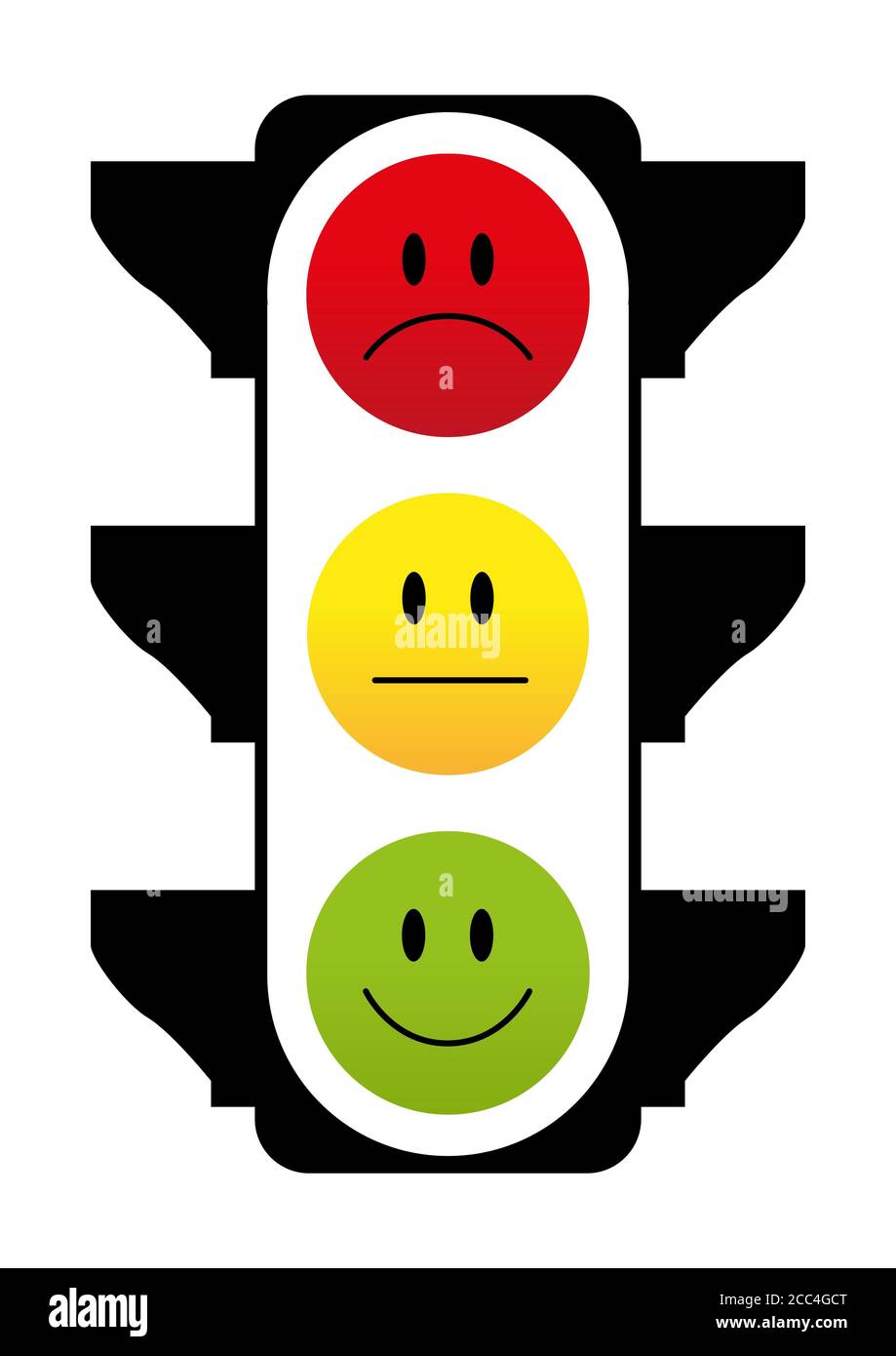Illustration of a traffic light with emoticons isolated on white ...