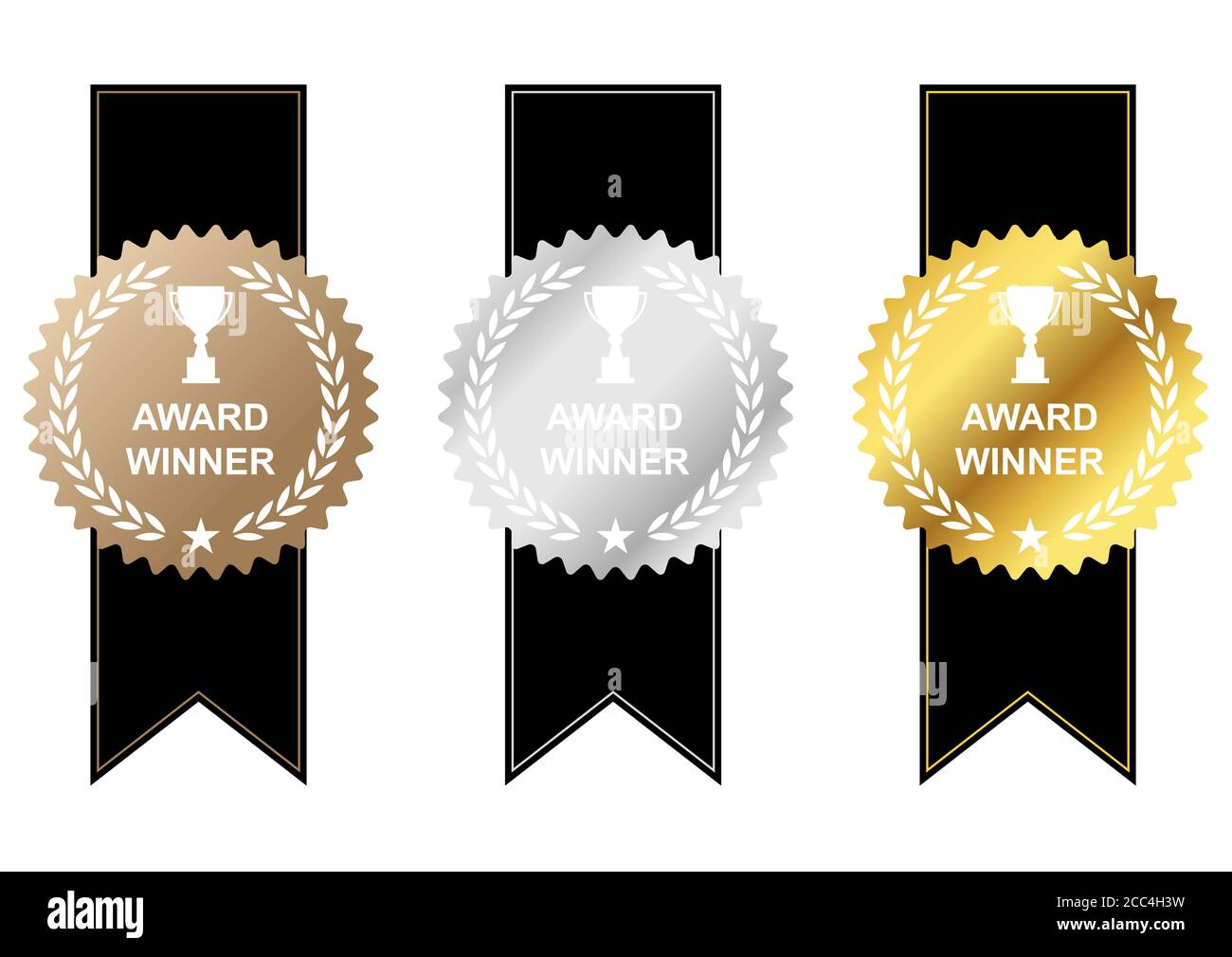 Illustration of three award winner signs on an isolated background ...