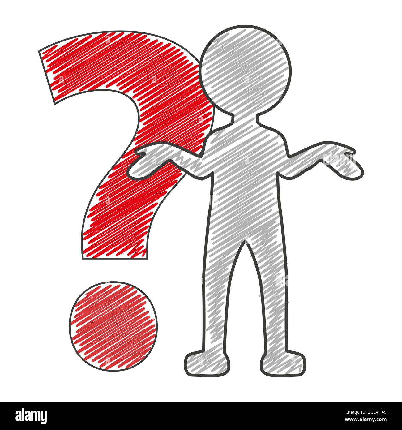 Illustration of a human standing with a red question mark behind him ...