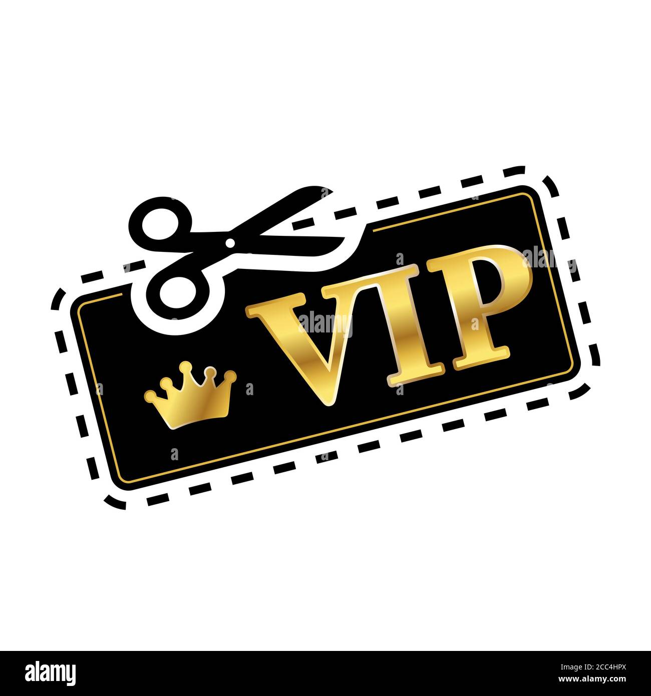 Isolated digital illustration of a VIP ticket with scissors Stock Photo ...