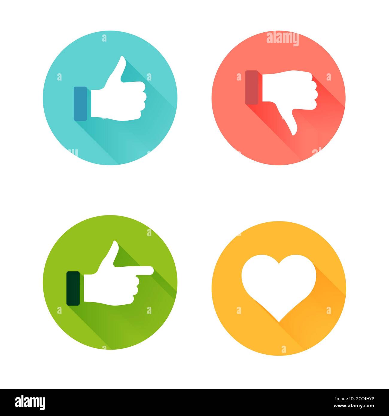Illustration of colorful 'Like' icons on a white background Stock Photo ...
