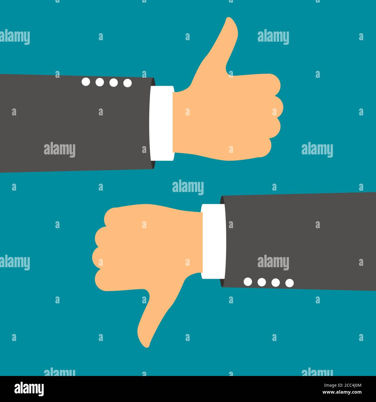 Illustration of hands showing thumbs up and down gestures on a blue ...