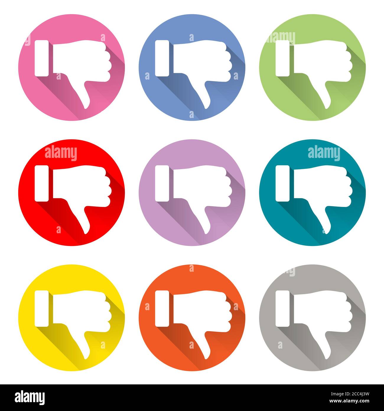 Illustration of colorful 'Dislike' icons on a white background Stock ...