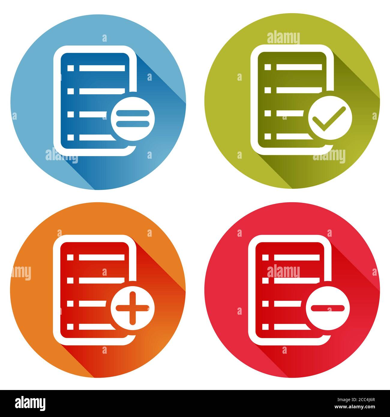 Illustration of colorful checklist icons on white background Stock ...