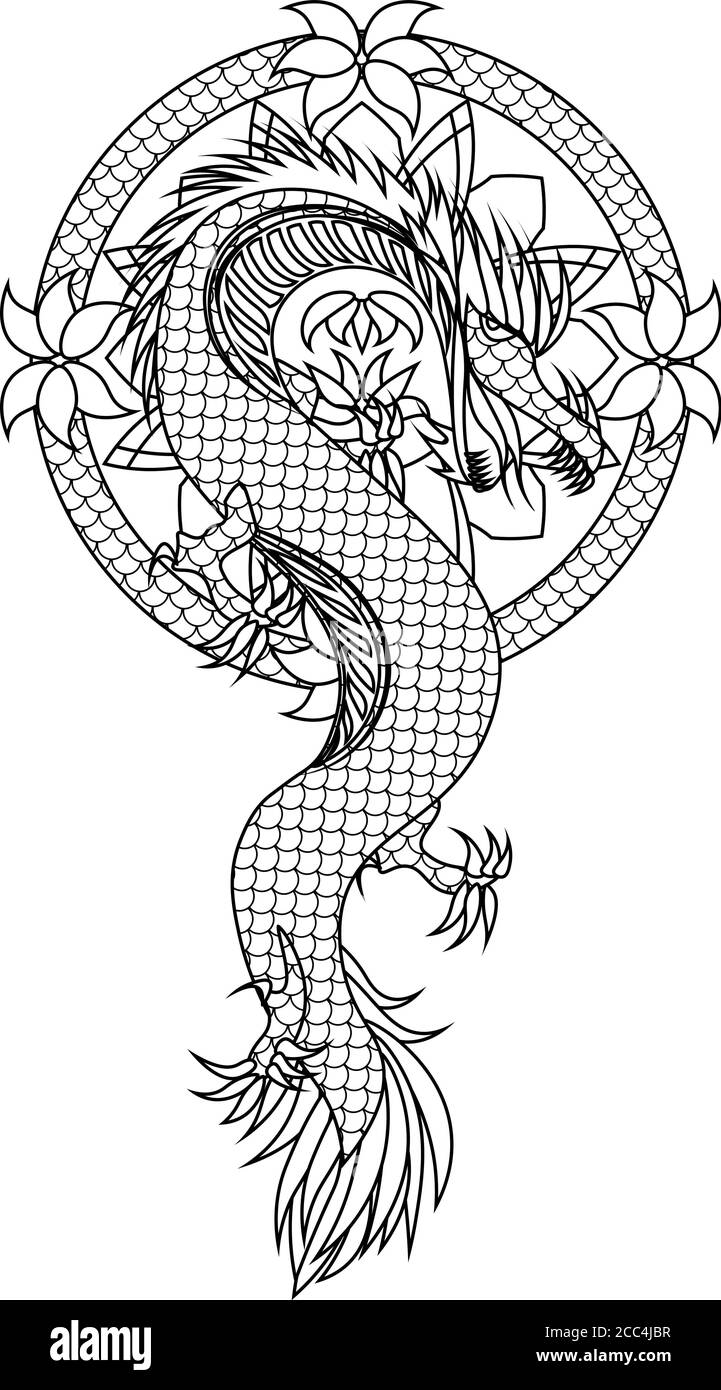 Japanese Dragon Outline Drawing