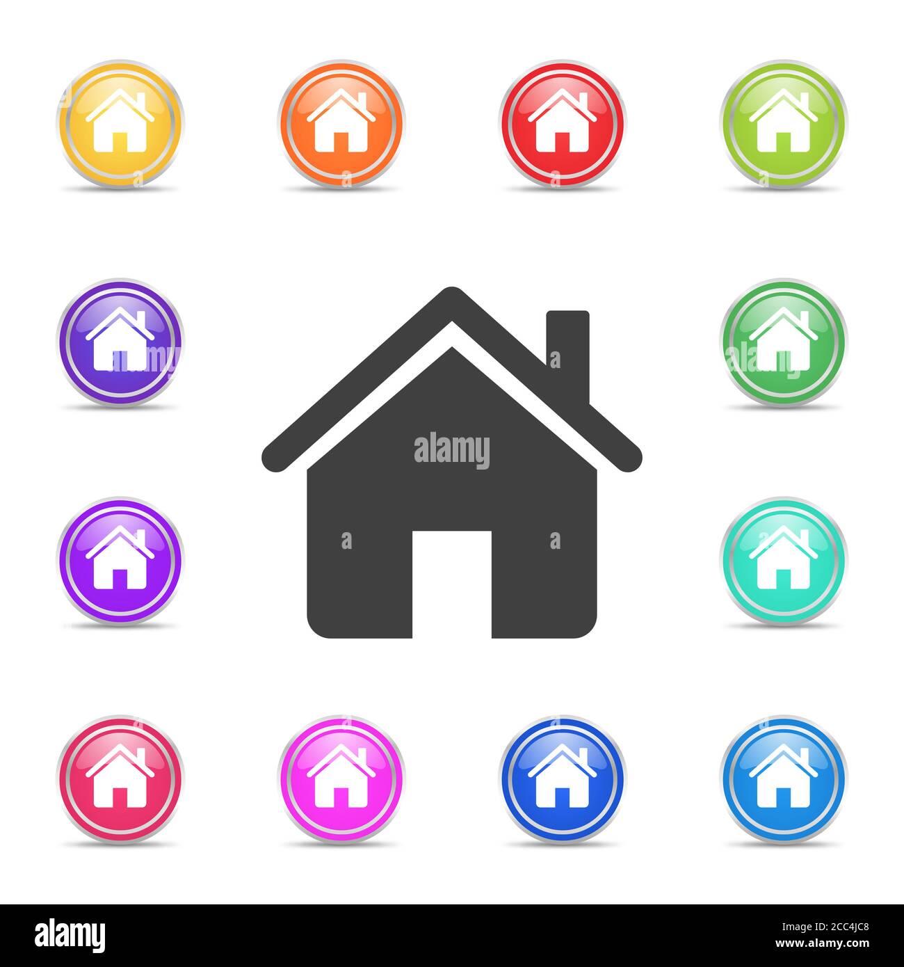 Illustration of colorful house icons isolated on white background Stock ...