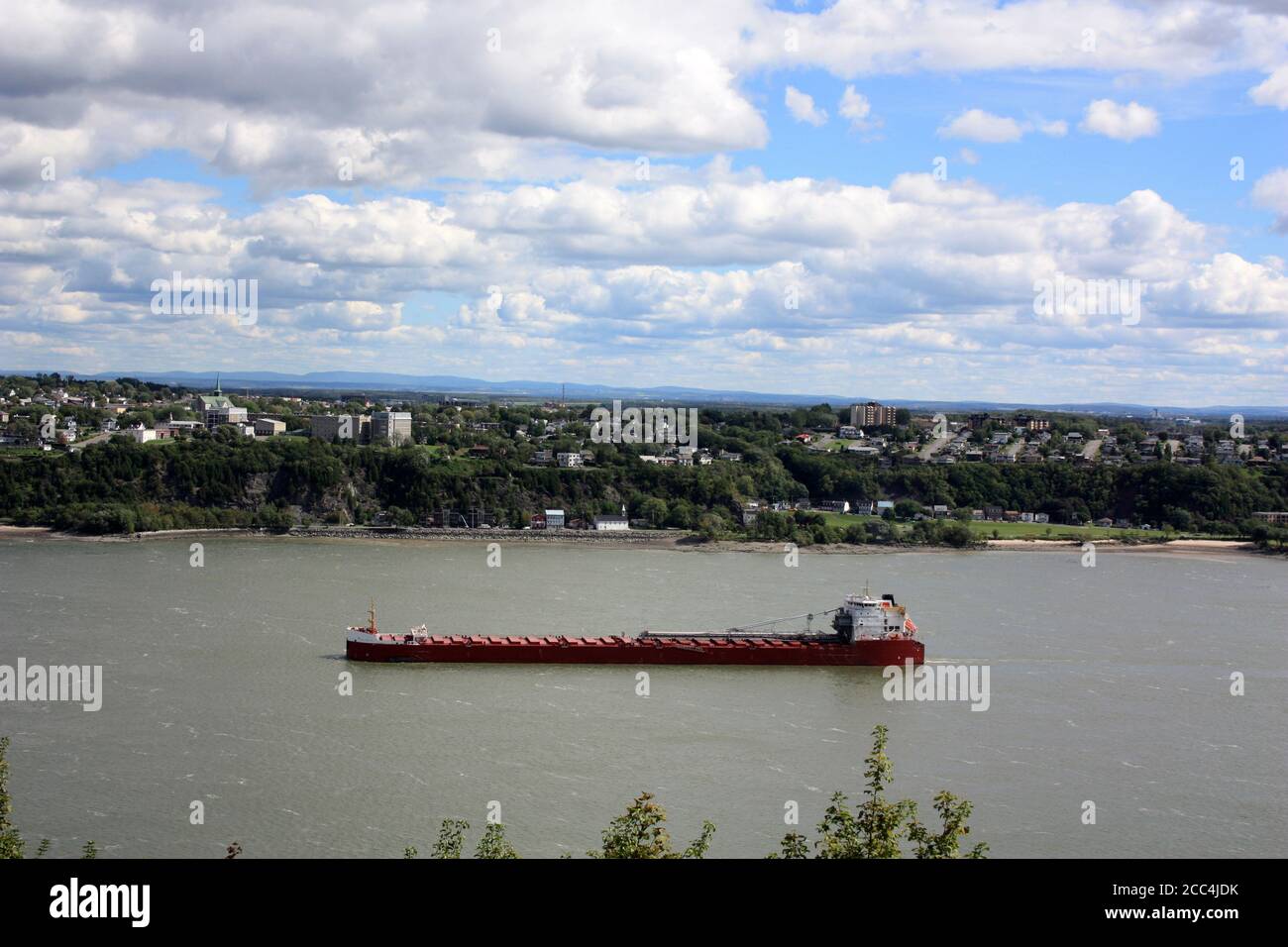 Cargo ship on the Saint Lawrence River in Quebec City, Canada Stock ...