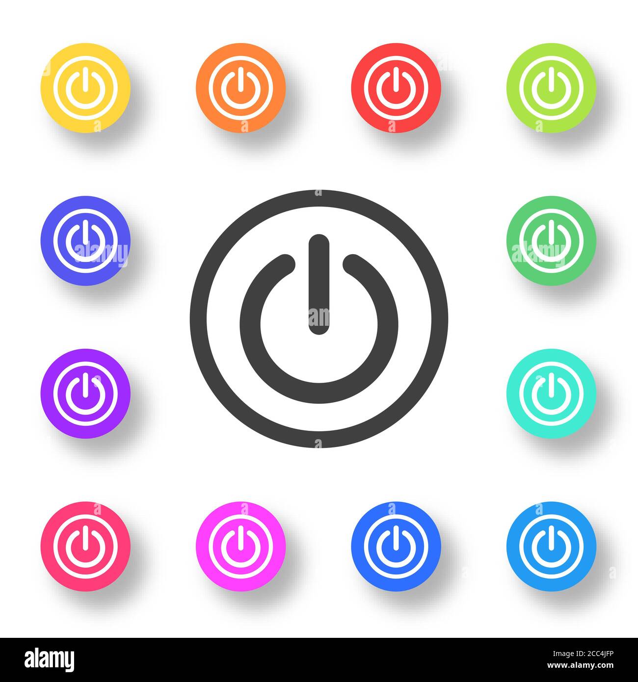 Illustration set of colorful 'Power' icons on a white background Stock ...
