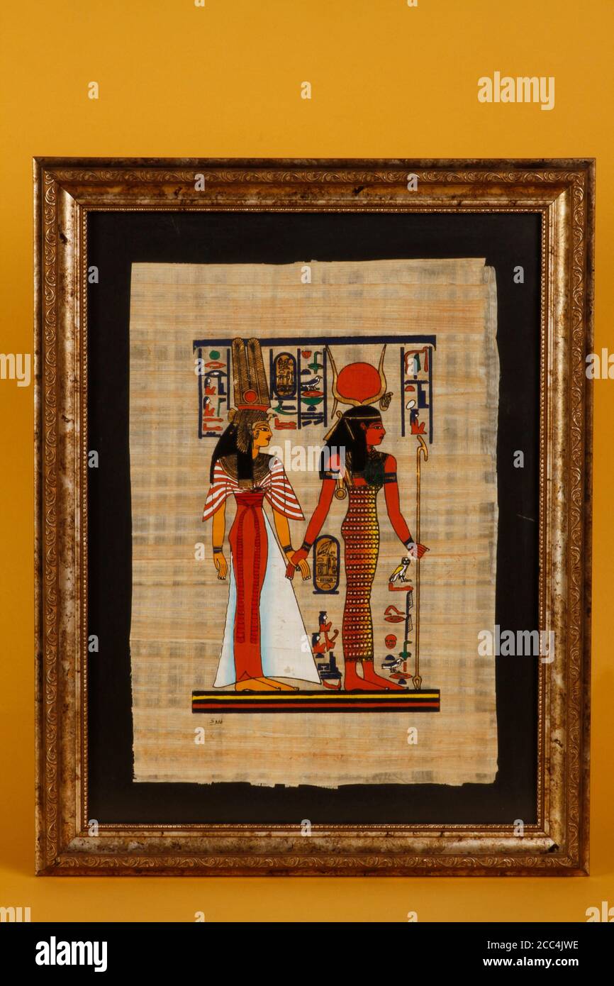 Handmade patterns on papyrus, telling ancient Egyptian culture ...