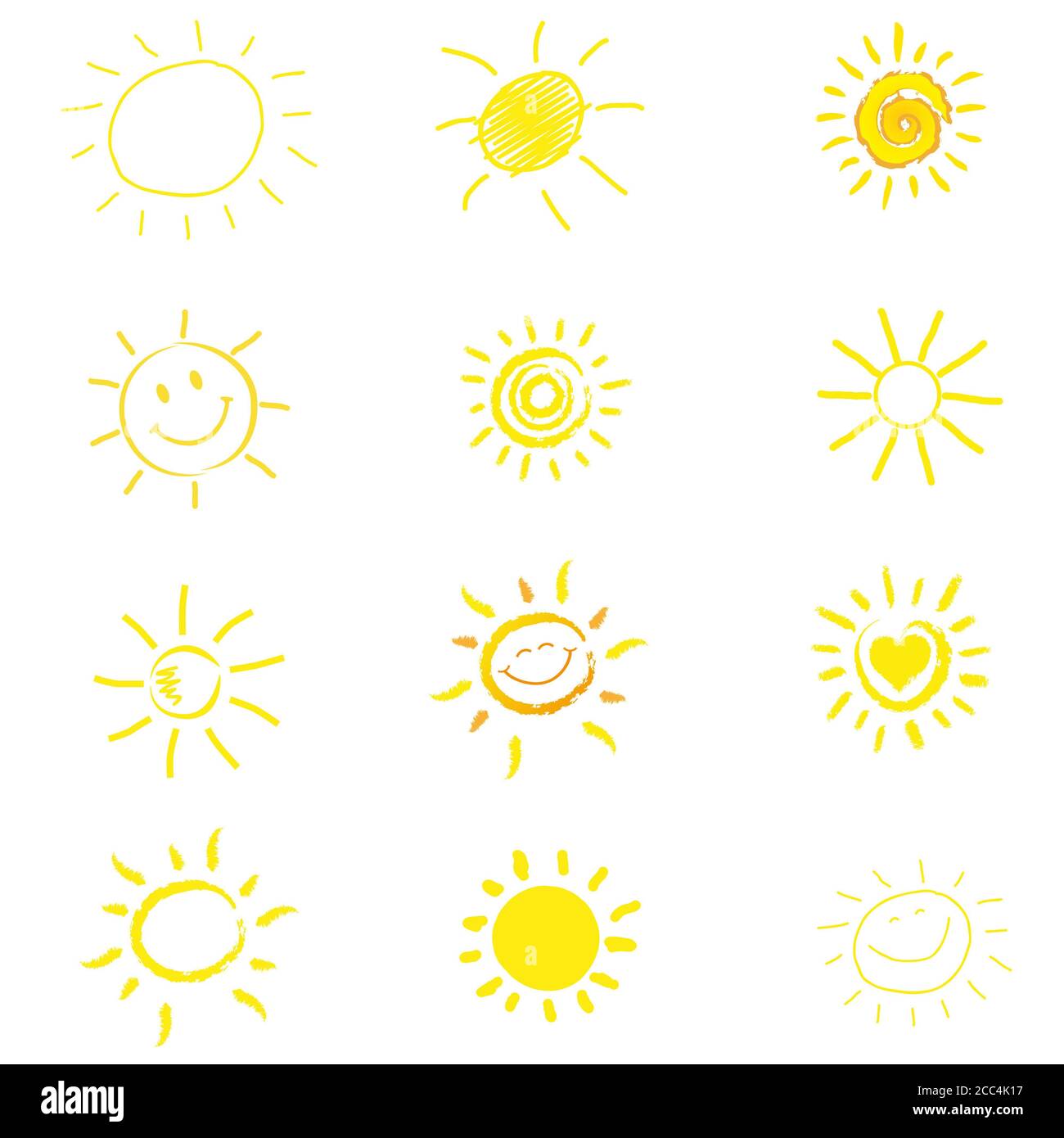 Illustration of sun shapes on white background Stock Photo - Alamy