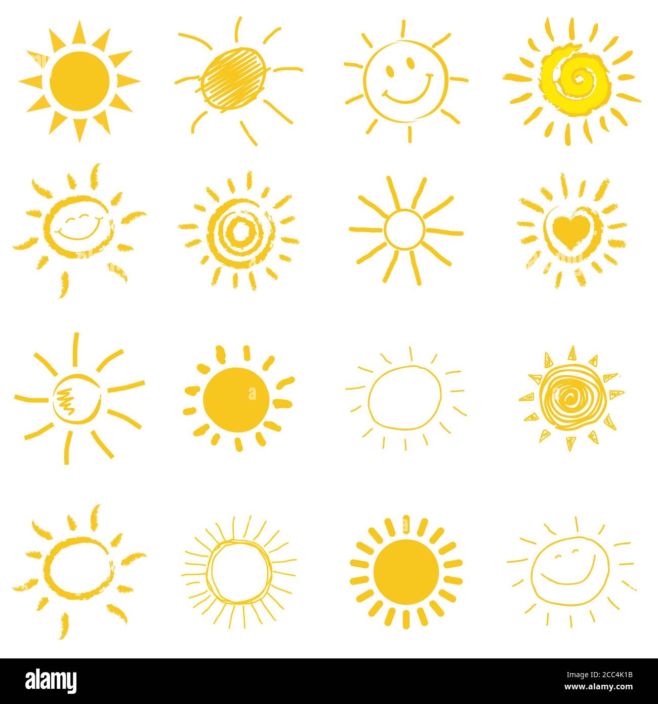 Illustration of sun shapes on white background Stock Photo - Alamy