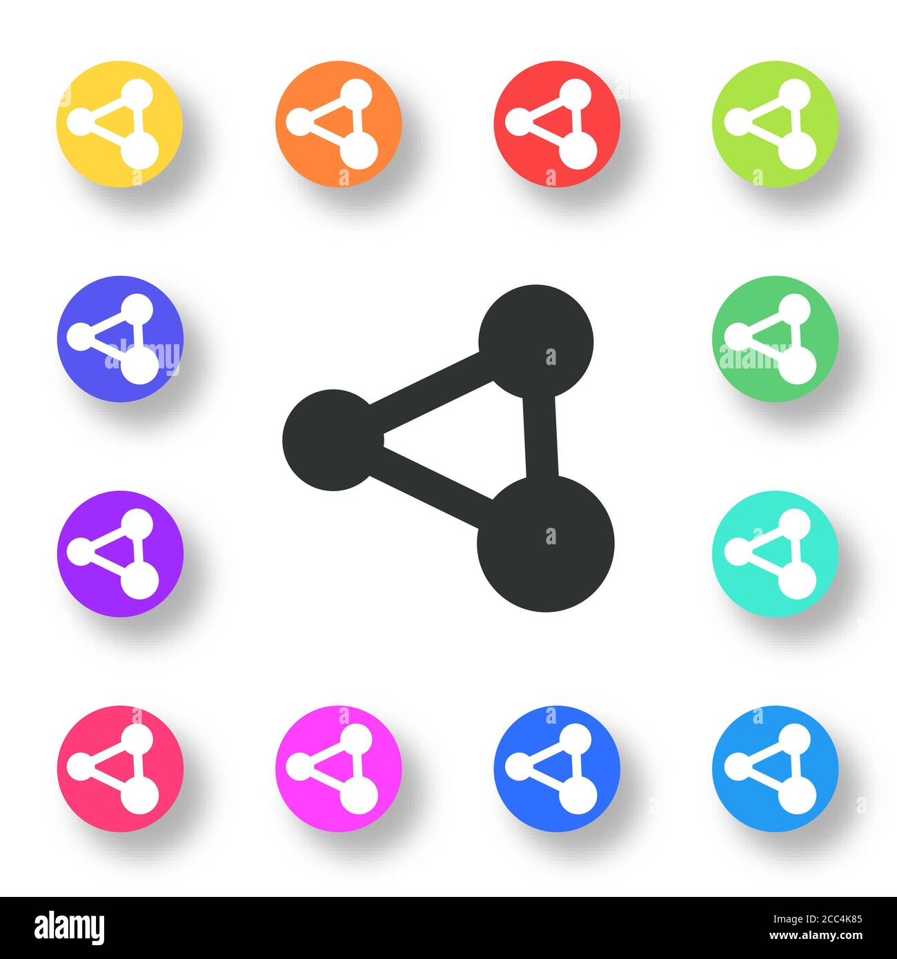 Illustration set of colorful 'Share' icons on a white background Stock ...