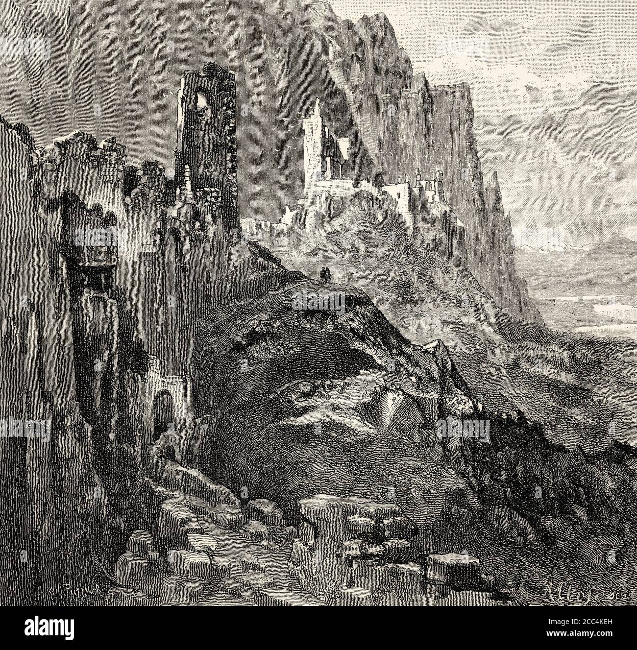 Scene from BERGSCHLOSS, THE MOUNTAIN CASTLE, a poem by Johann Wolfgang ...