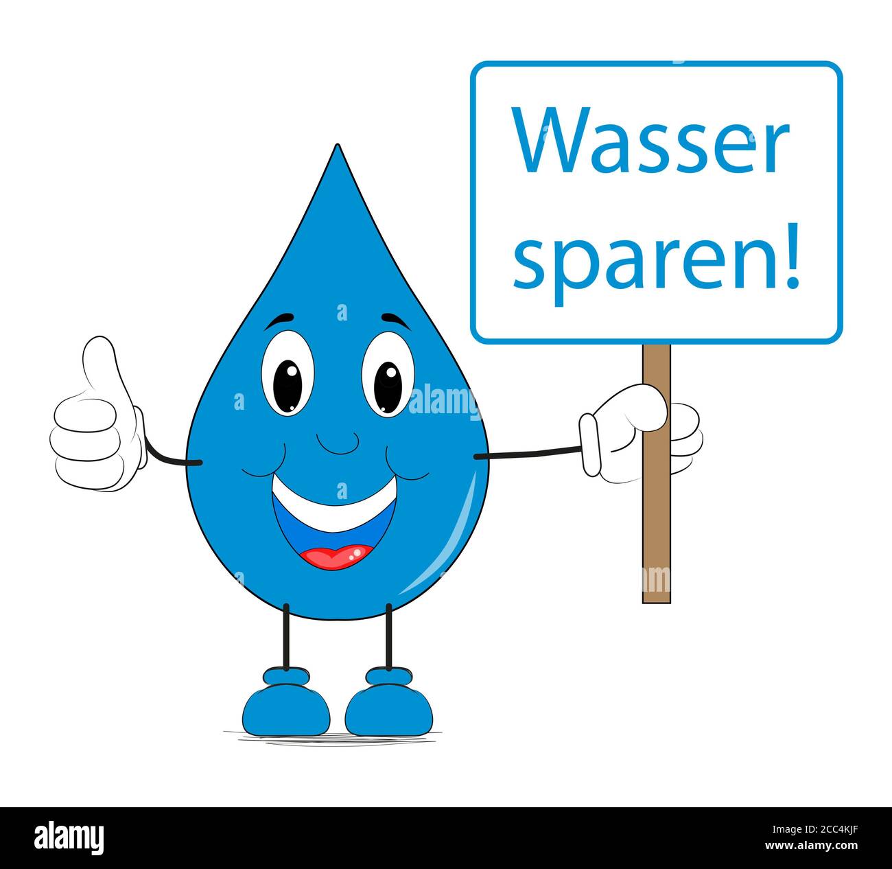 Illustration of a water drop with face showing thumbs up and holding a ...