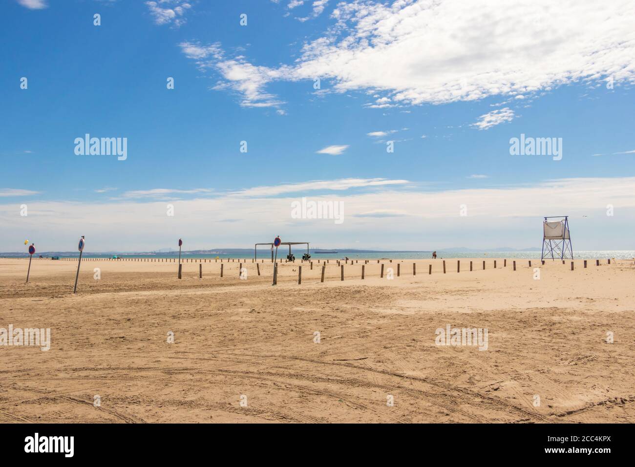 wide view pf the beach at Plage Napoleon near Martigues in the Camargue ...