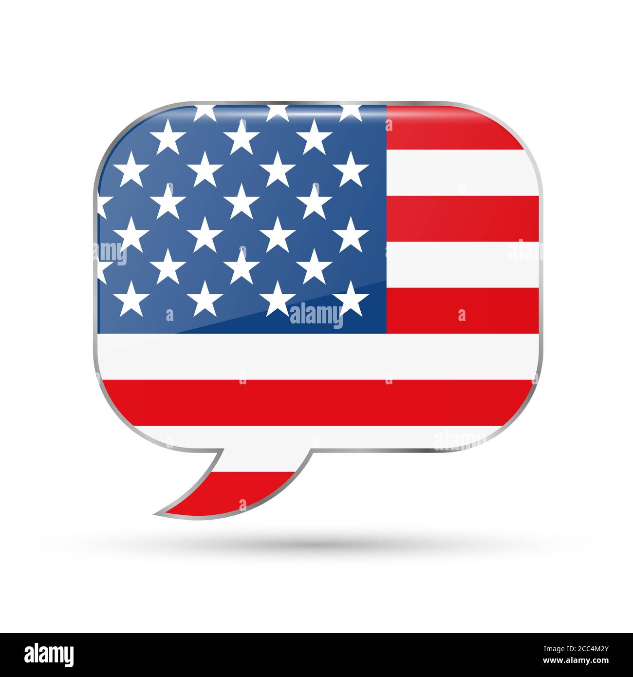 Chat bubble with the flag of the USA isolated on a white background ...
