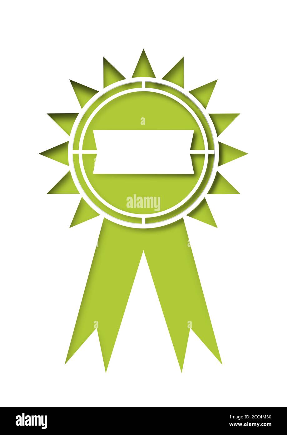 Illustration of a green award ribbon with an empty space on a white ...