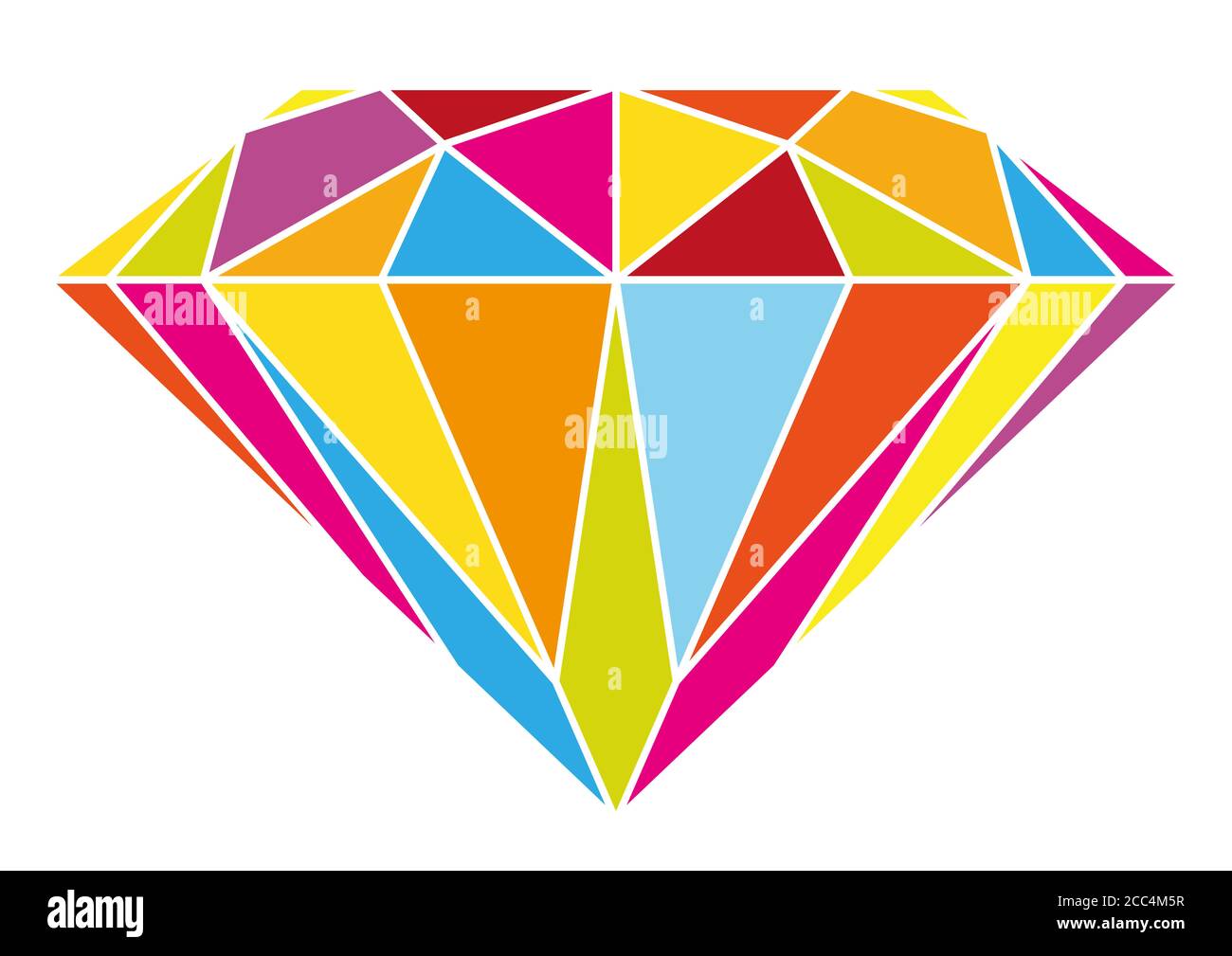 Illustration of a colorful diamond stone on a white background Stock ...