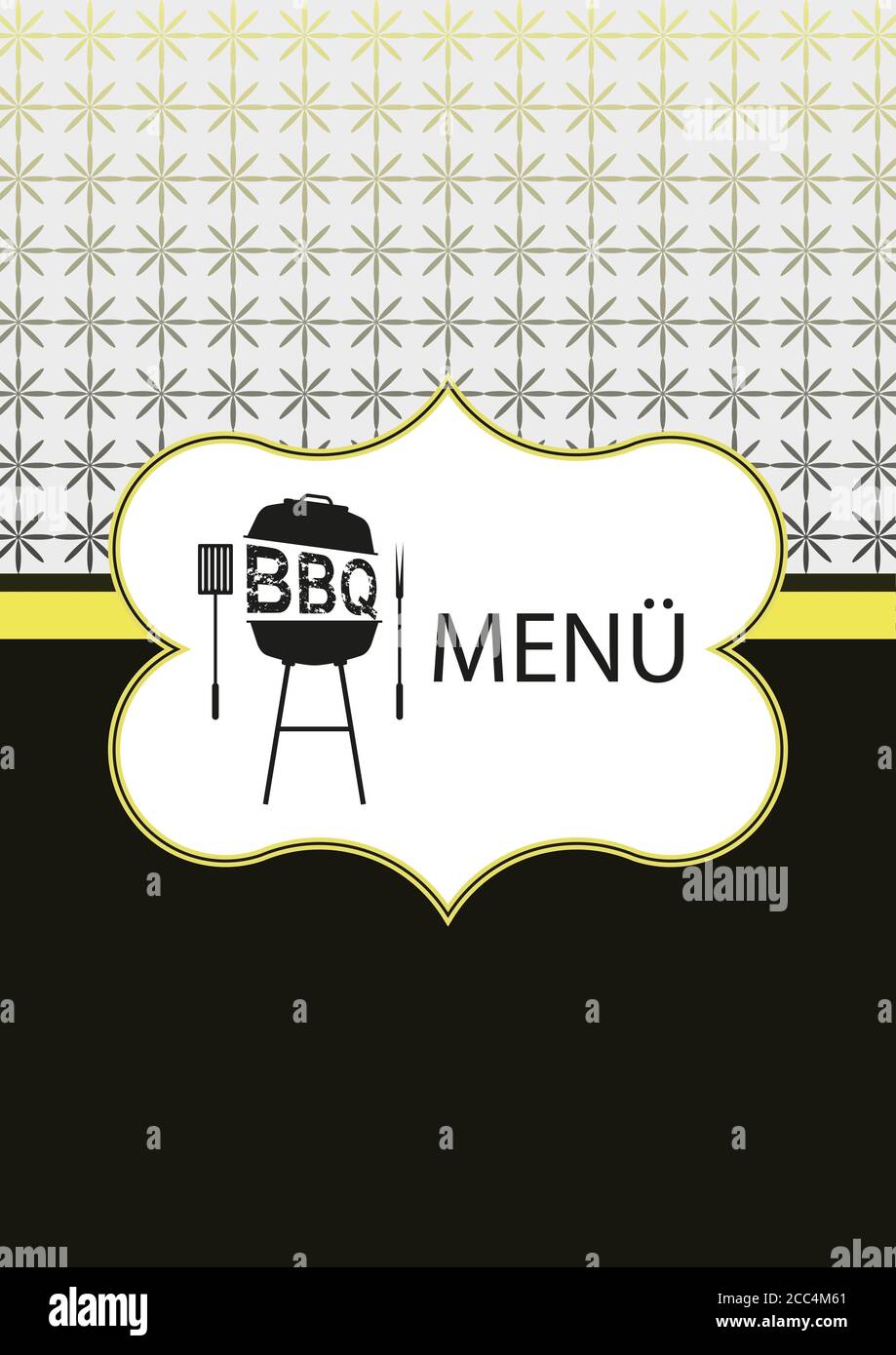 Vertical illustration of a menu background with a barbecue grill sign ...