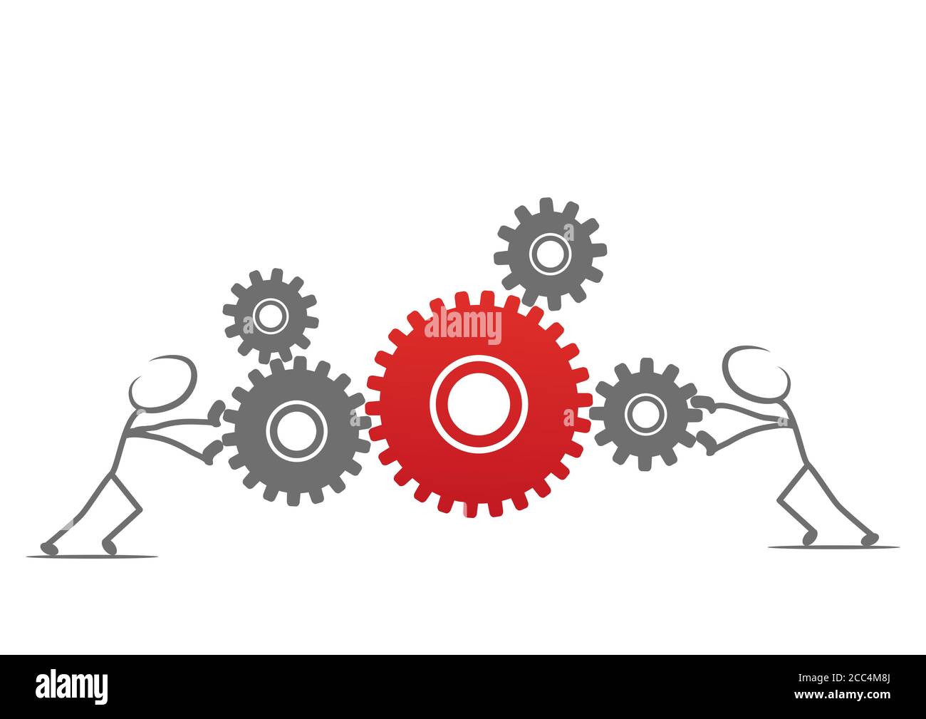 Illustration of two me trying to make gears work - concept of ...