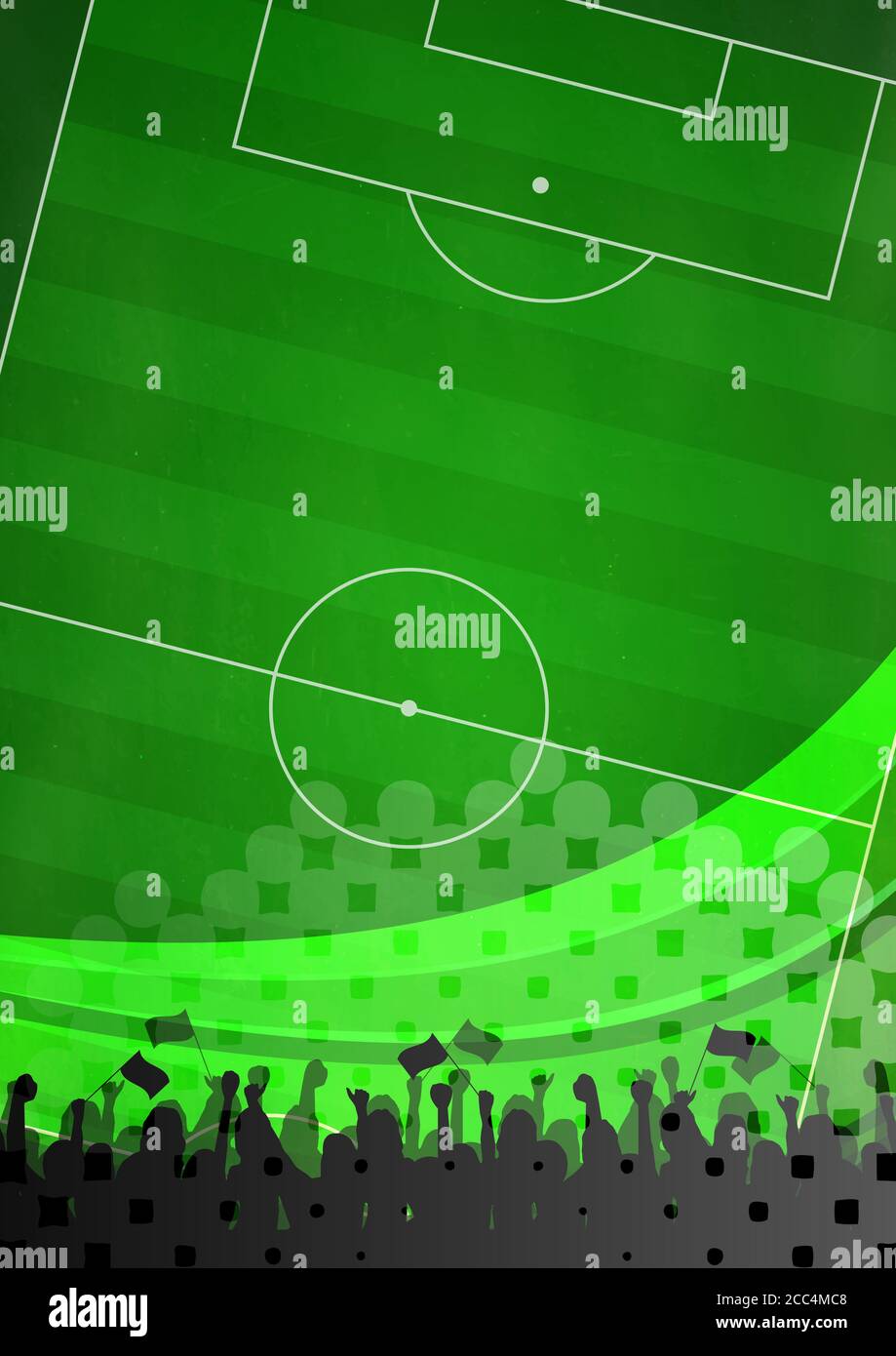 Illustration of a soccer field with fans Stock Photo - Alamy