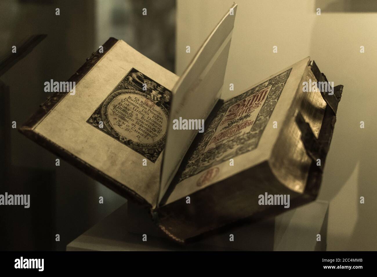 ancient latin book on display in museum well preserved old religious ...
