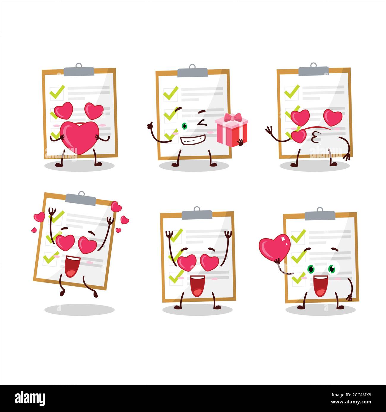 Checklist cartoon character with love cute emoticon Stock Vector Image ...