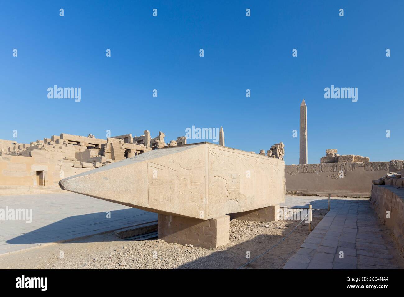 The fallen obelisk of Hatshepsut, Karnak temple complex, Luxor, Egypt ...