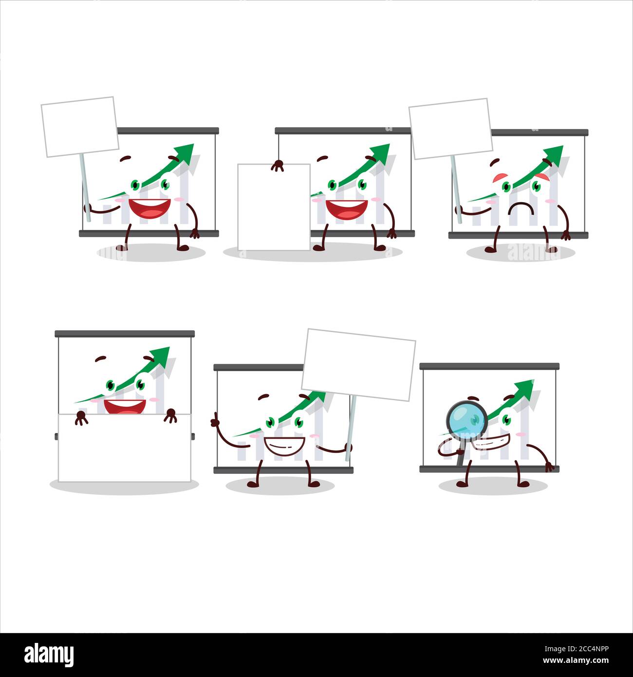 Chart going up cartoon character bring information board Stock Vector ...