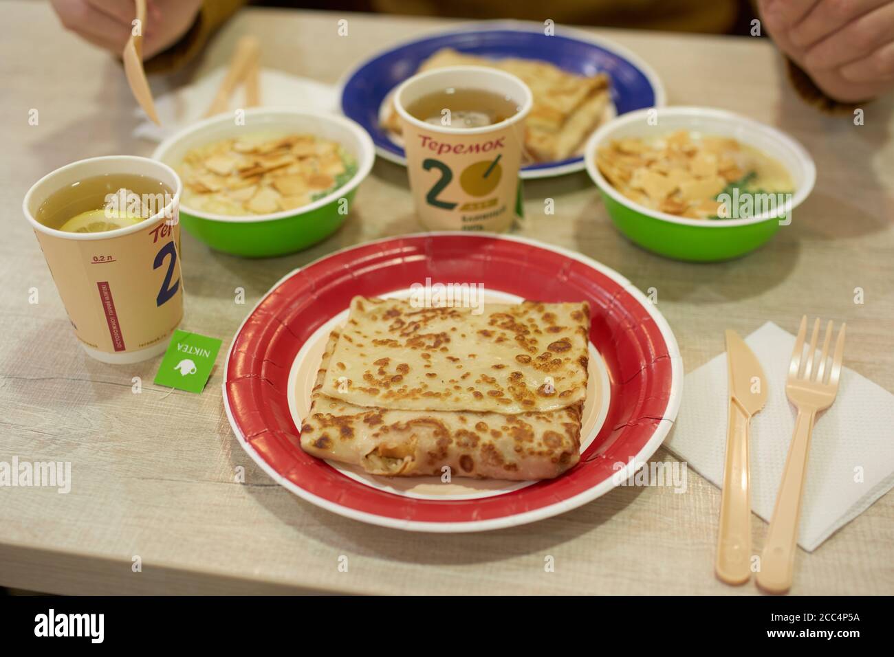 Dinner for two in the Russian fast food restaurant Teremok with ...