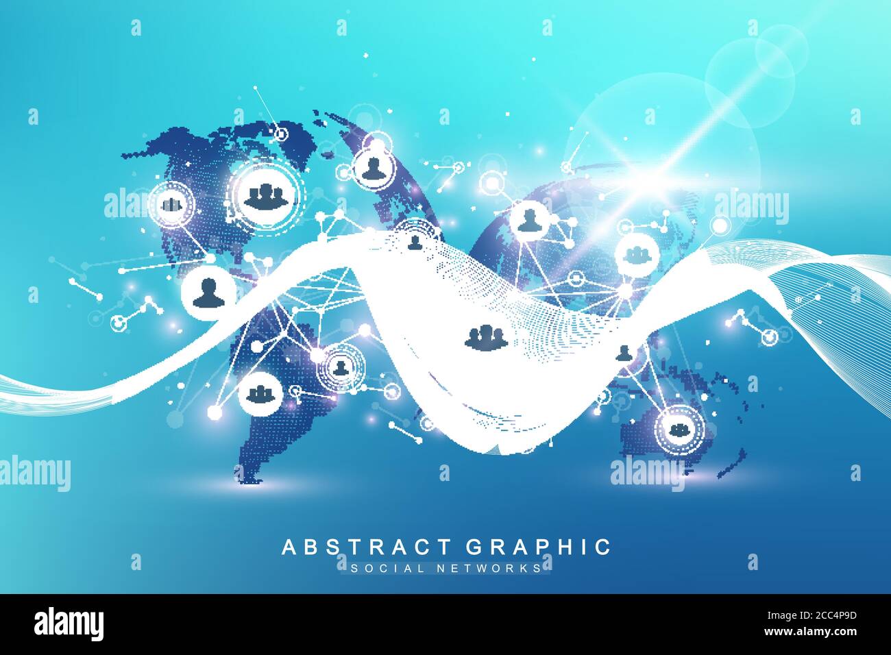 Social media network and marketing concept on World Map background ...