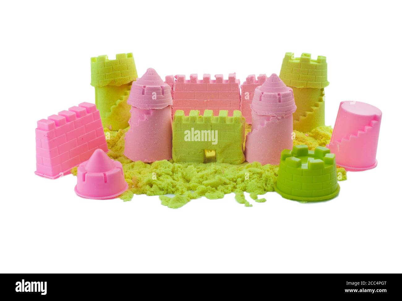 Castle made of kinetic sand isolated on white background Stock Photo ...