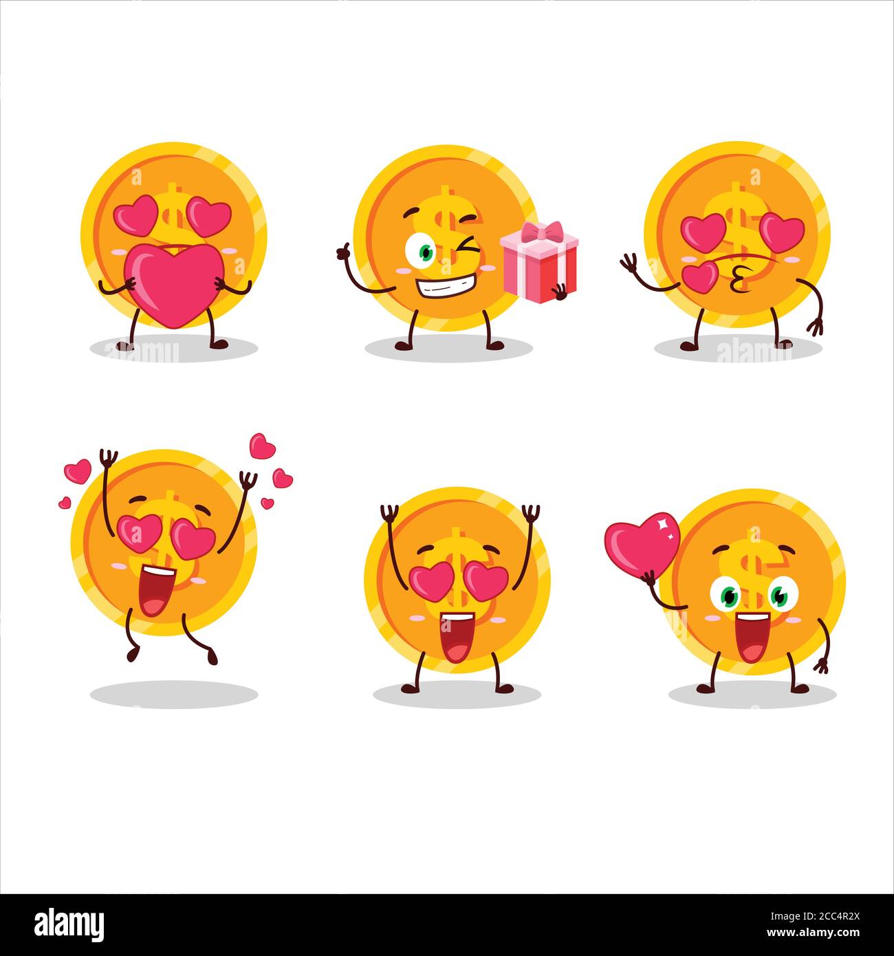 Coin cartoon character with love cute emoticon Stock Vector Image & Art ...