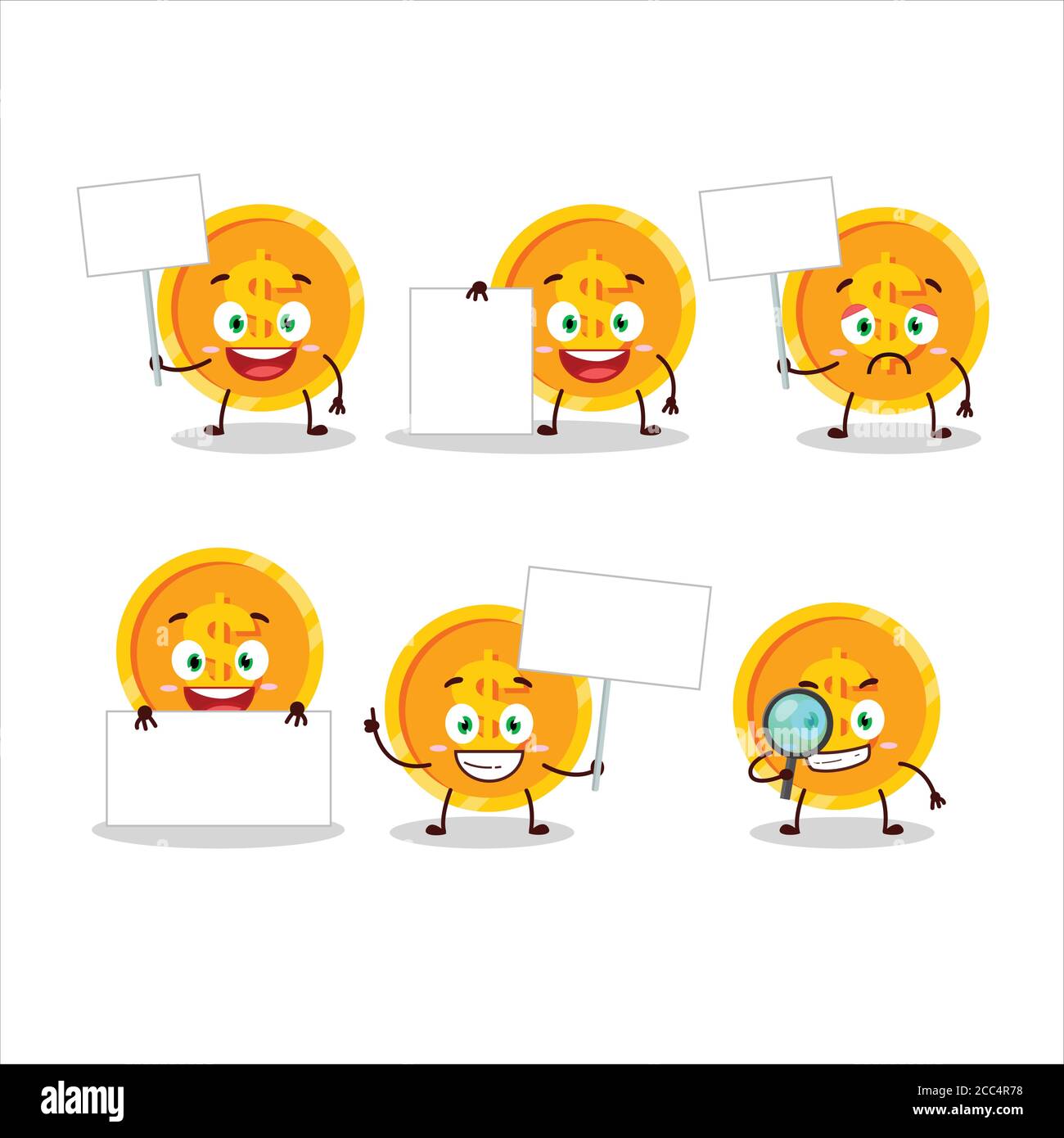 Coin cartoon character in information board Stock Vector Image & Art ...