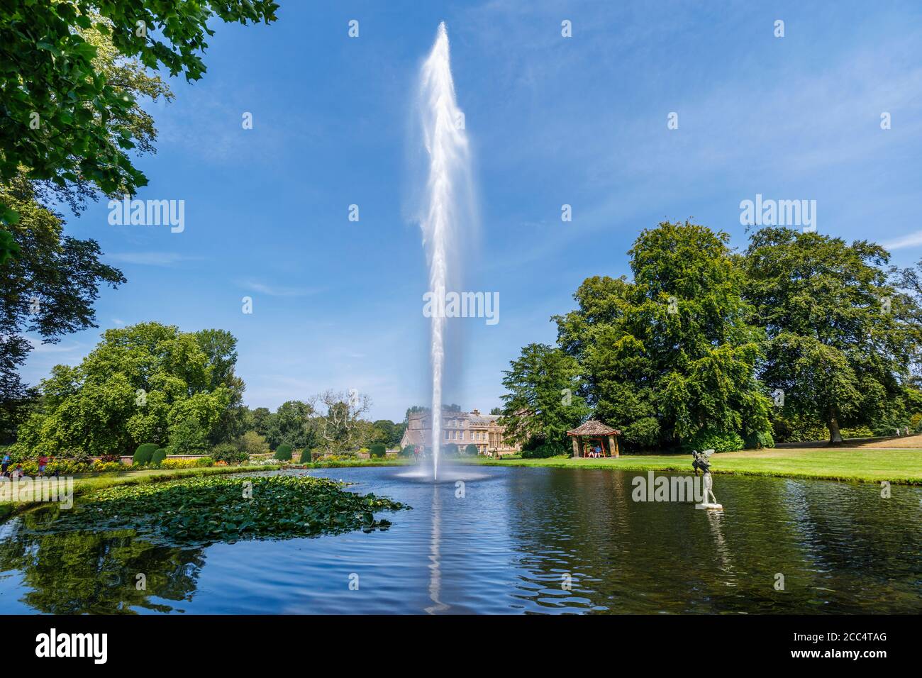 The Centenary Fountain in the Mermaid Pond at Forde Abbey, an historic ...