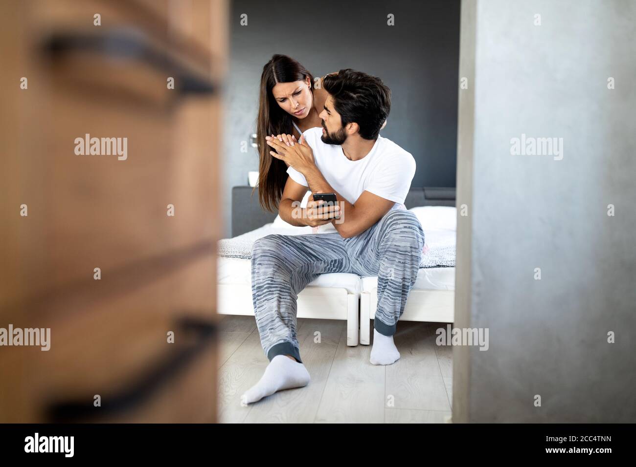 Stressed couple arguing and having marriage problems Stock Photo - Alamy