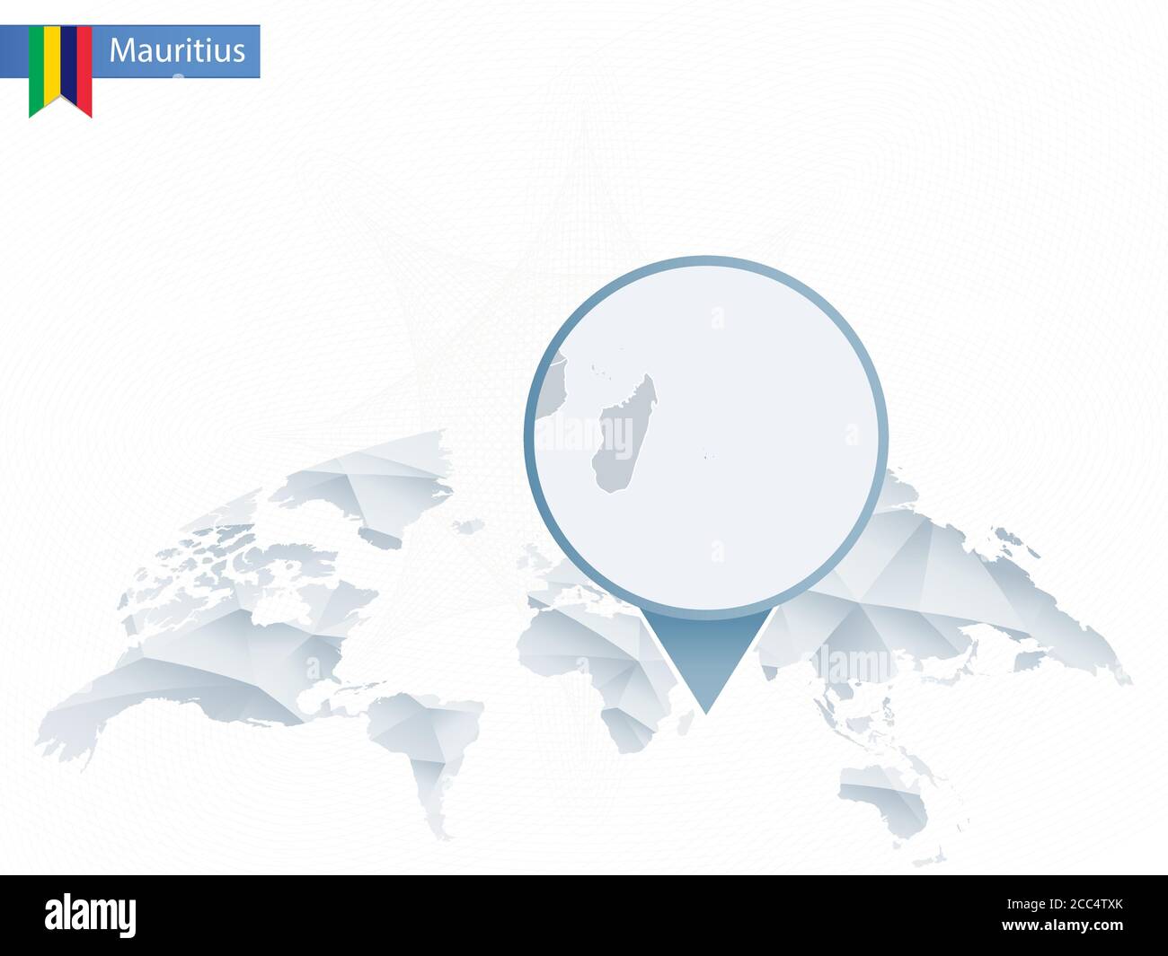 Abstract rounded World Map with pinned detailed Mauritius map. Vector Illustration Stock Vector ...