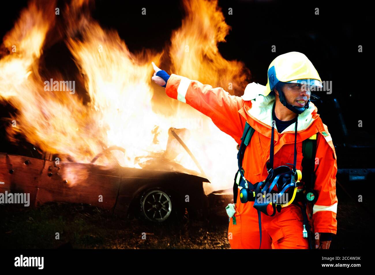 The fireman in charge directed the workforce to put out the burning ...