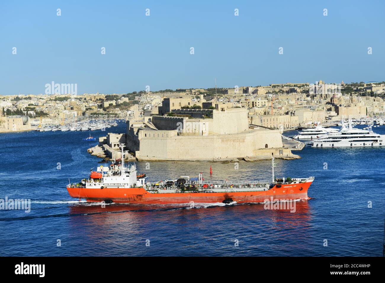 A view of the Grand Harbour and Fort St. Angelo in Birgu , Malta Stock ...
