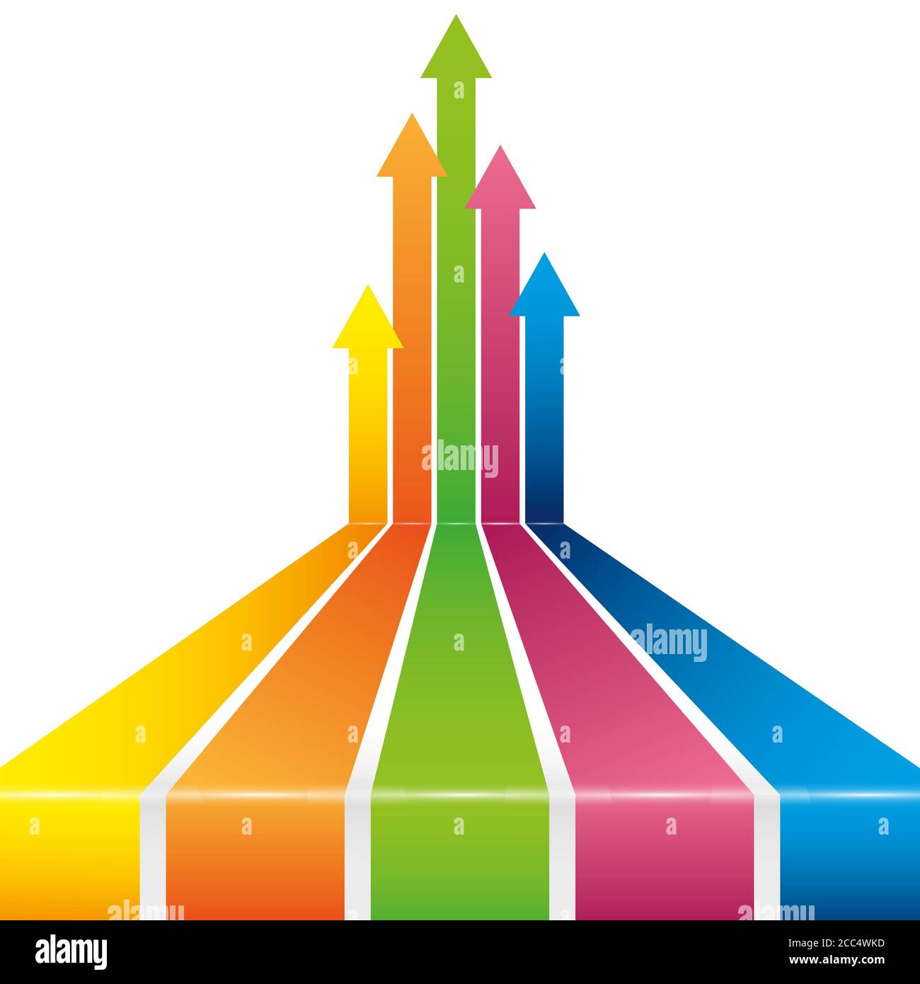 Illustration of the colorful rising charts isolated on a white ...