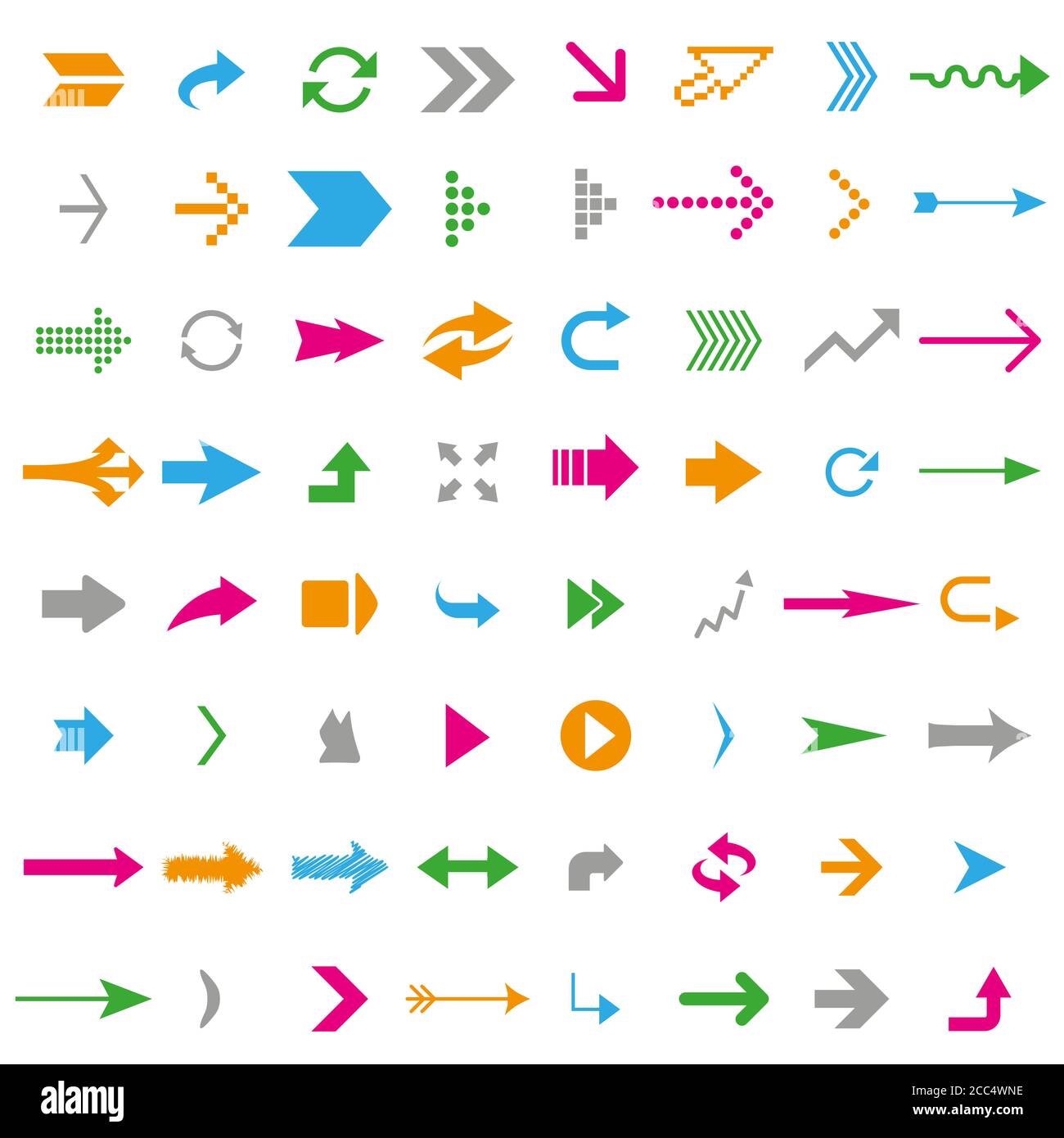 Set of colorful arrow design on a white background Stock Photo - Alamy