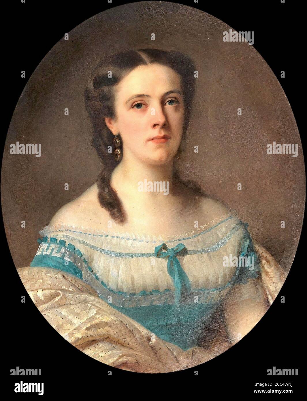 Winterhalter Franz Xavier - Portrait of a Lady in a Blue Dress - German ...