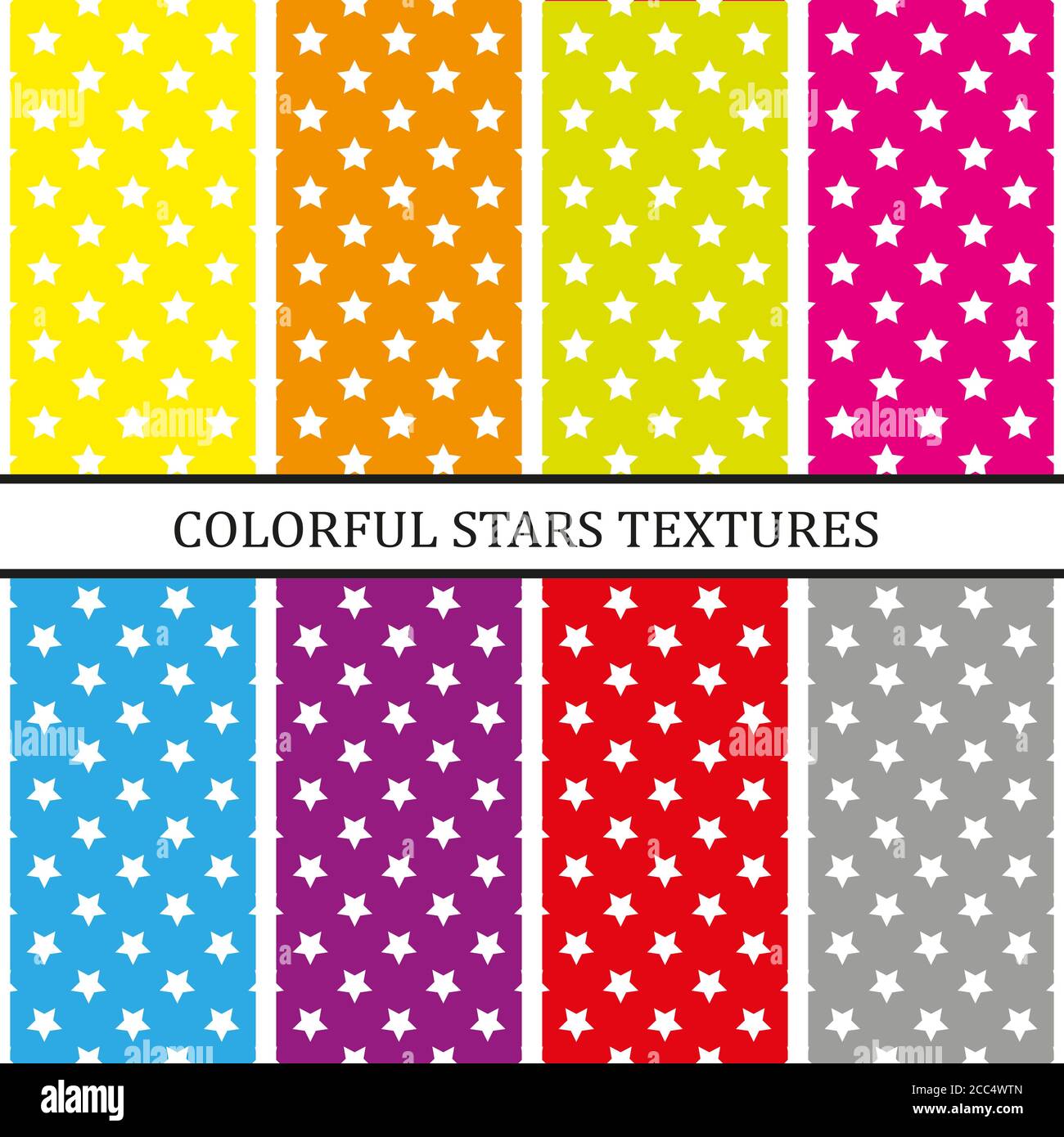 Set of 8 colorful star textures placed next to each other Stock Photo ...