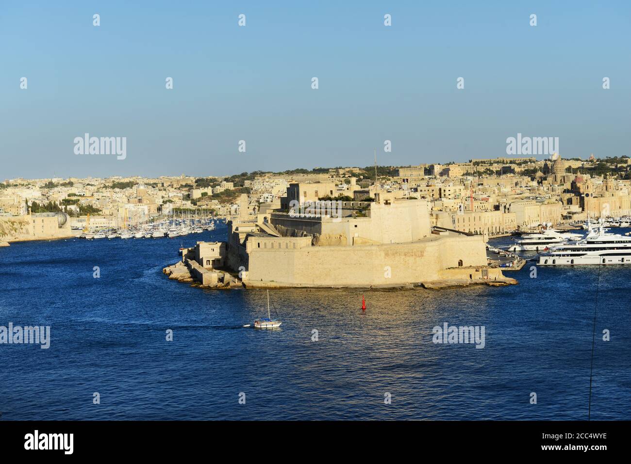 A view of the Grand Harbour and Fort St. Angelo in Birgu , Malta Stock ...
